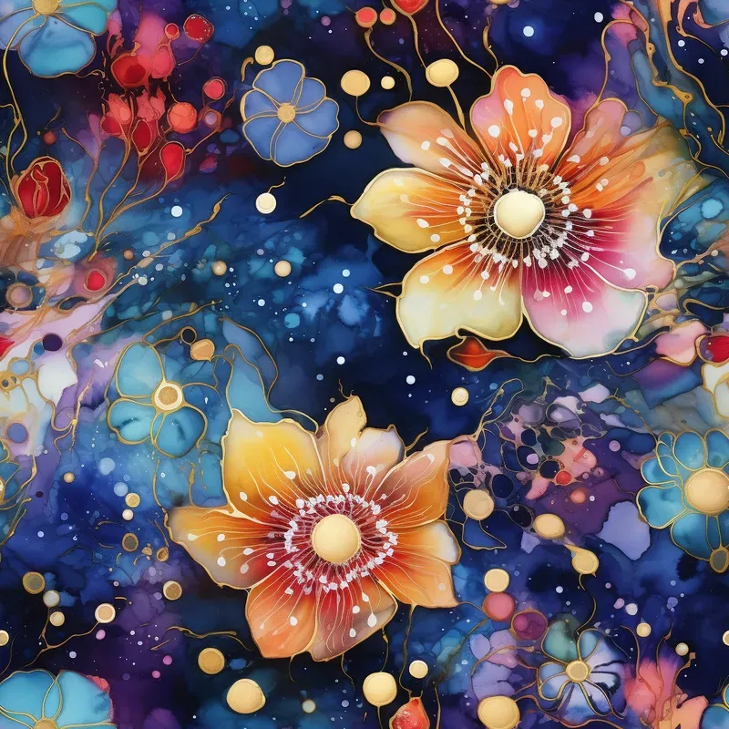 Etsy Watercolor Cosmic Flower Tiles Midjourney Prompt | PromptBase