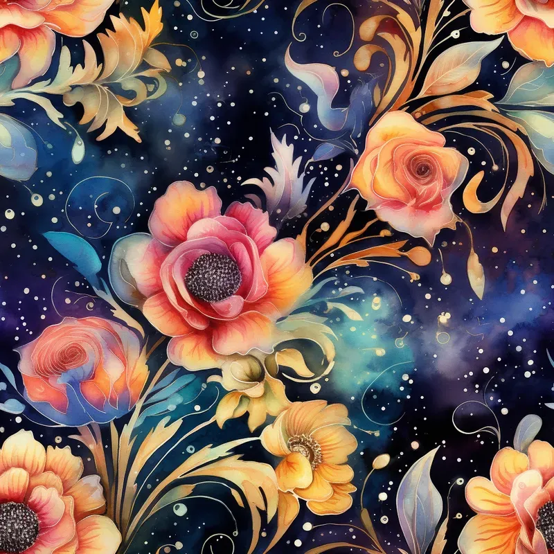 Etsy Watercolor Cosmic Flower Tiles Midjourney Prompt | PromptBase