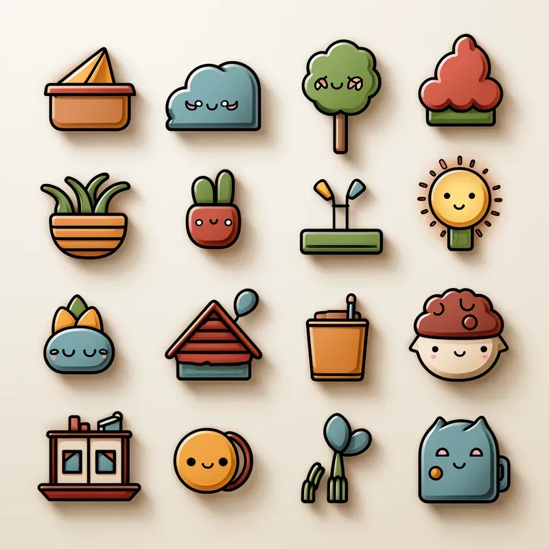 Lineal Color Icons Cute And Playful Midjourney Prompt | PromptBase
