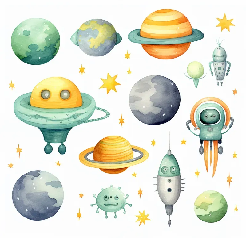 Space Theme Various Clip Art Packs Midjourney Prompt | PromptBase