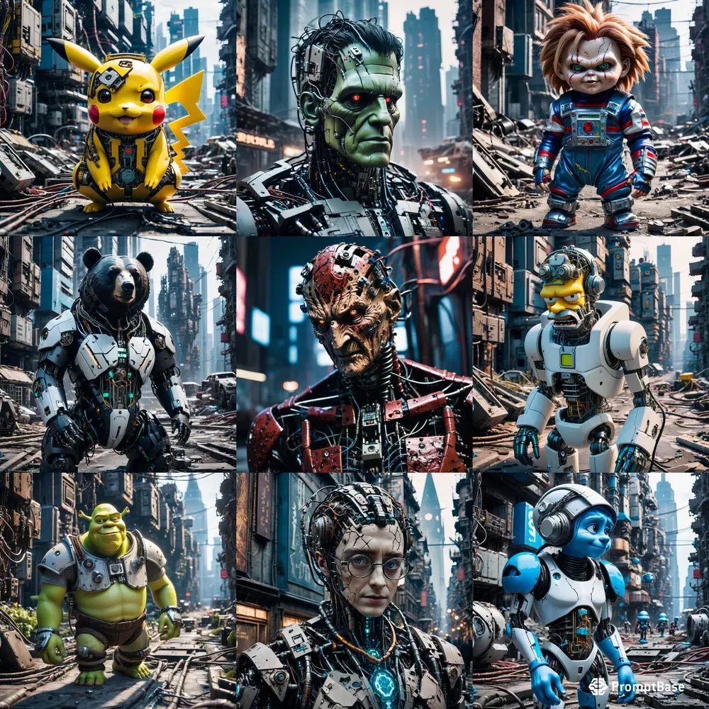 Various Cyborg Characters Stable Diffusion Prompt | PromptBase