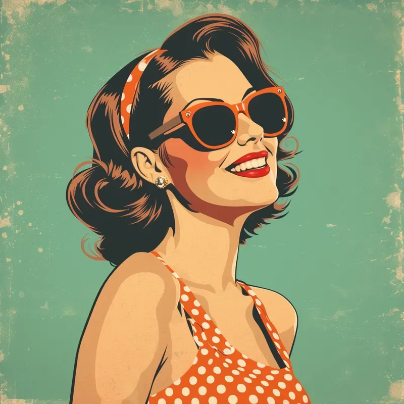 Delightful Retro Drawings Of Women Midjourney Prompt | PromptBase