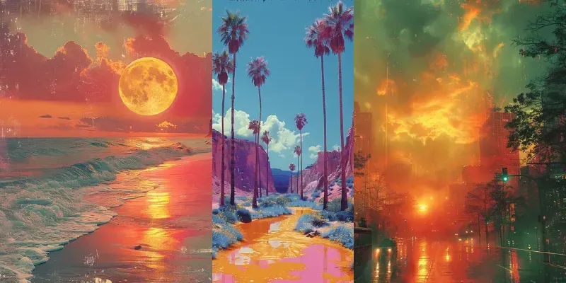 High Contrast Surreal Landscape Collages Midjourney Prompt | PromptBase