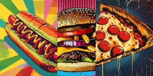 Neon Pop Art Food Posters Midjourney Prompt | PromptBase