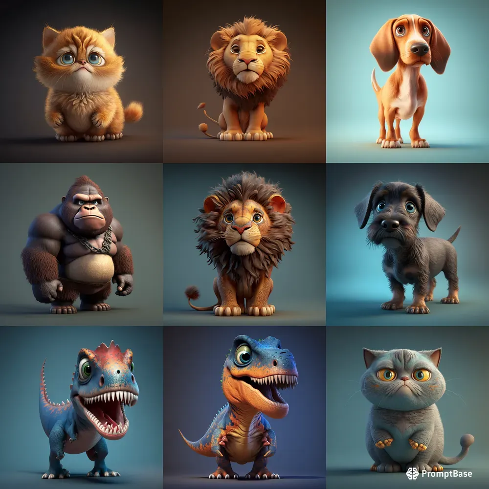 Hyper Realistic Cartoon Animals Midjourney Prompt | PromptBase
