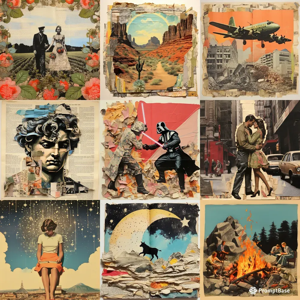 Vintage Paper Collages Midjourney Prompt | PromptBase
