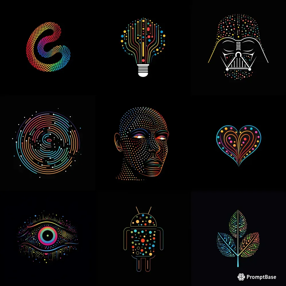 Stylish Dot Art Logos Midjourney Prompt | PromptBase