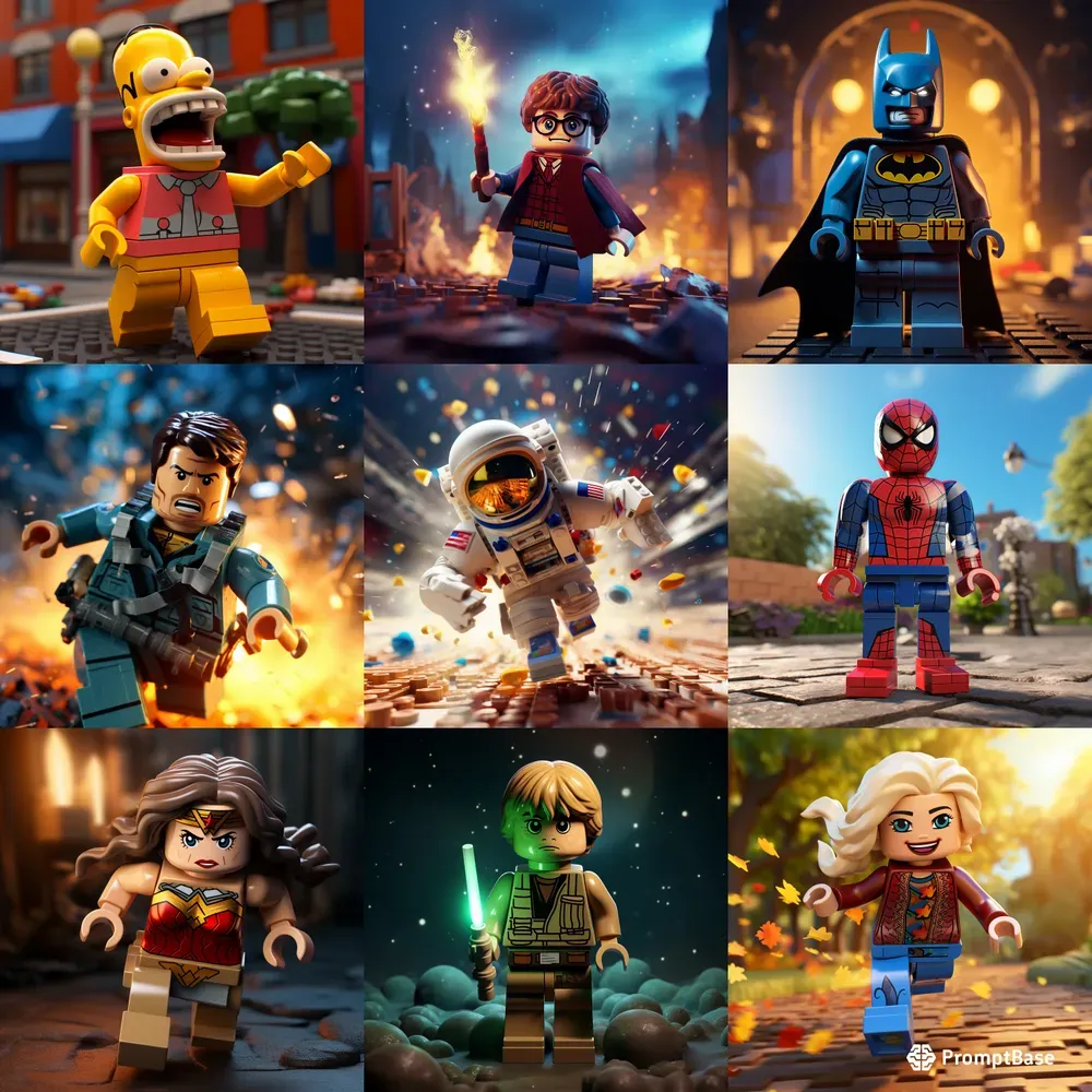 Realistic Lego Heroes Midjourney Prompt | PromptBase