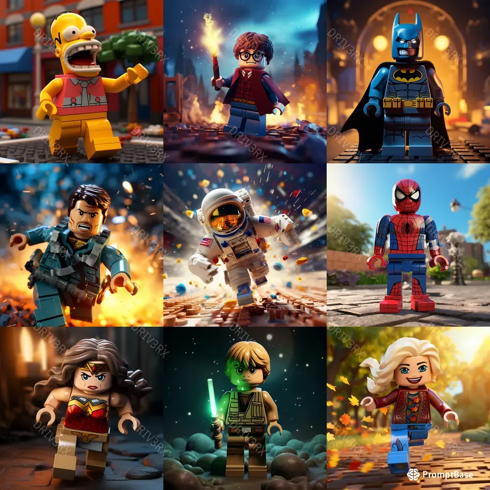 Realistic Lego Heroes Midjourney Prompt | PromptBase
