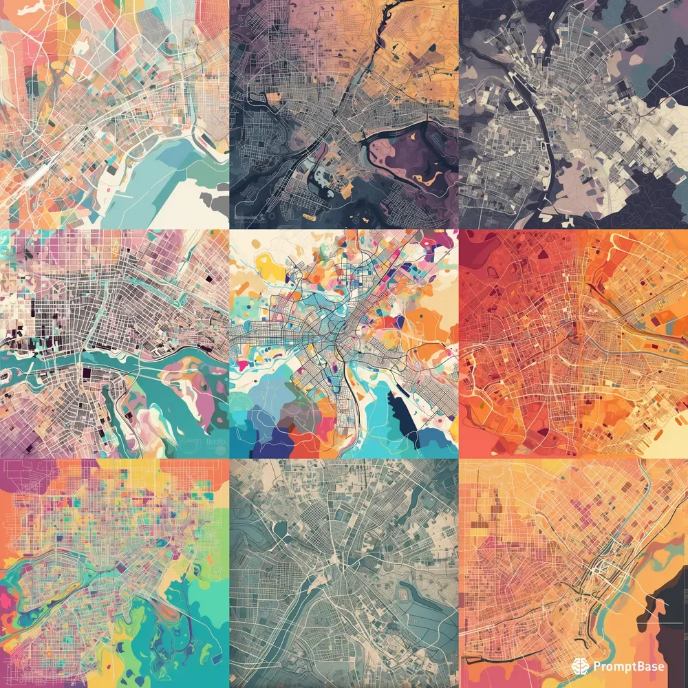 Beautiful City Map Illustrations Midjourney Prompt | PromptBase