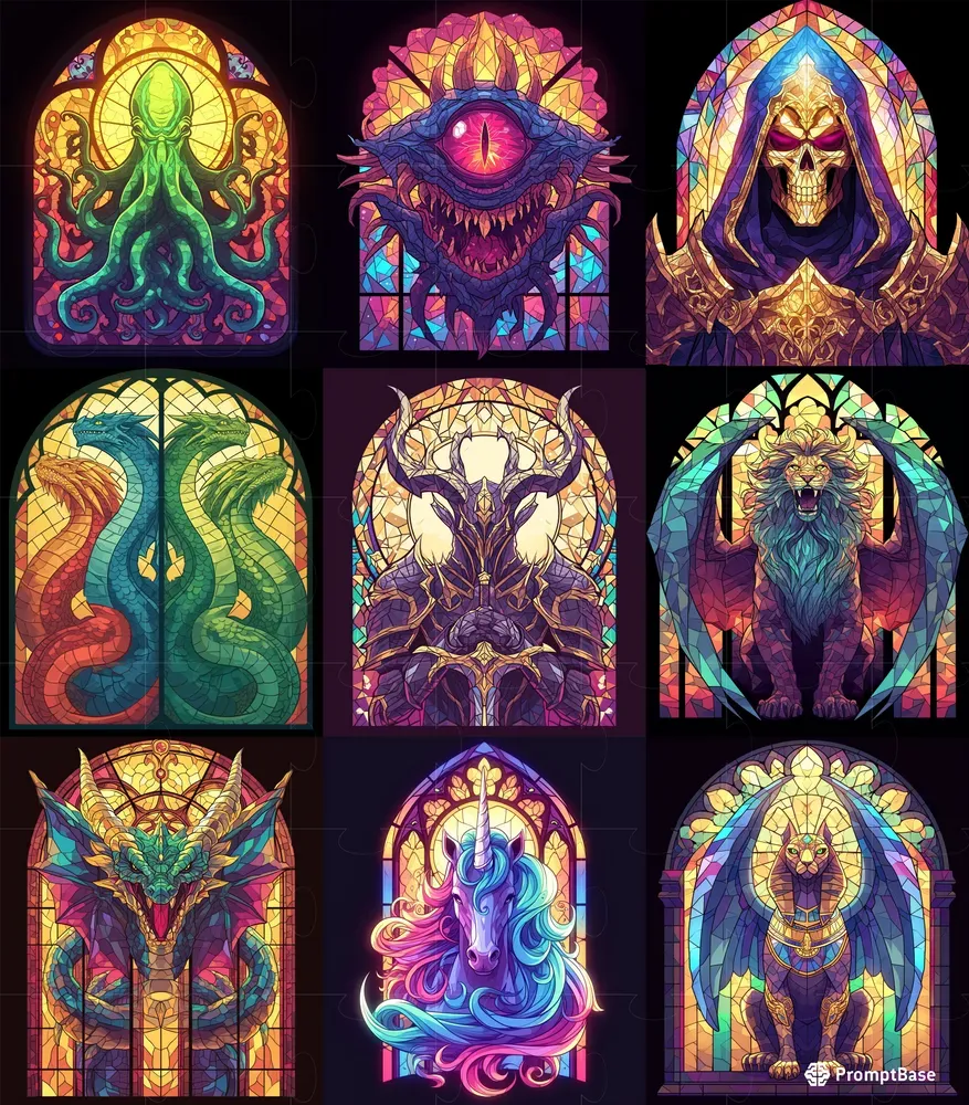 Stained Glass Window Dungeons And Dragons Midjourney Prompt | PromptBase