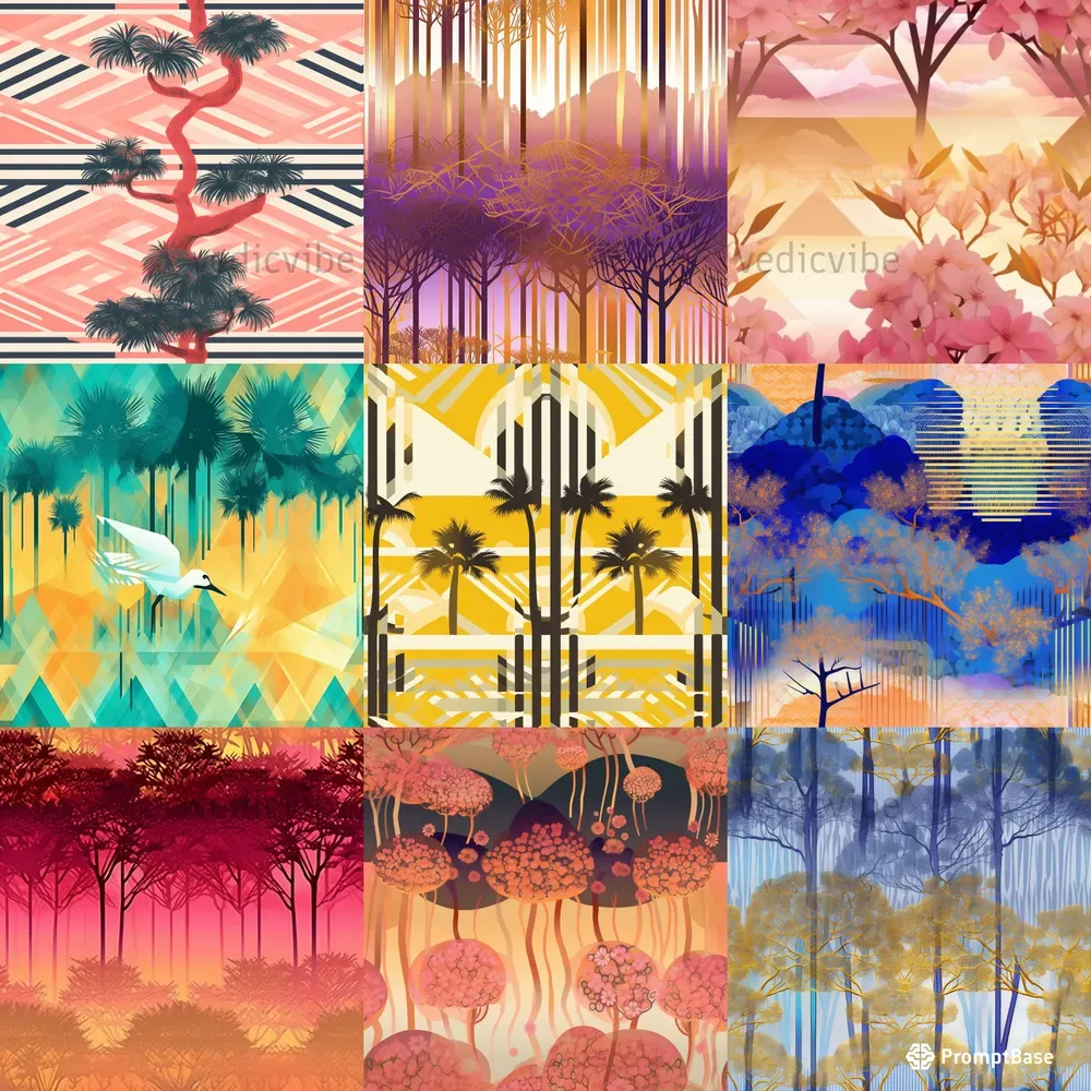 Geo Botanical Florals Foliage Patterns Midjourney Prompt | PromptBase