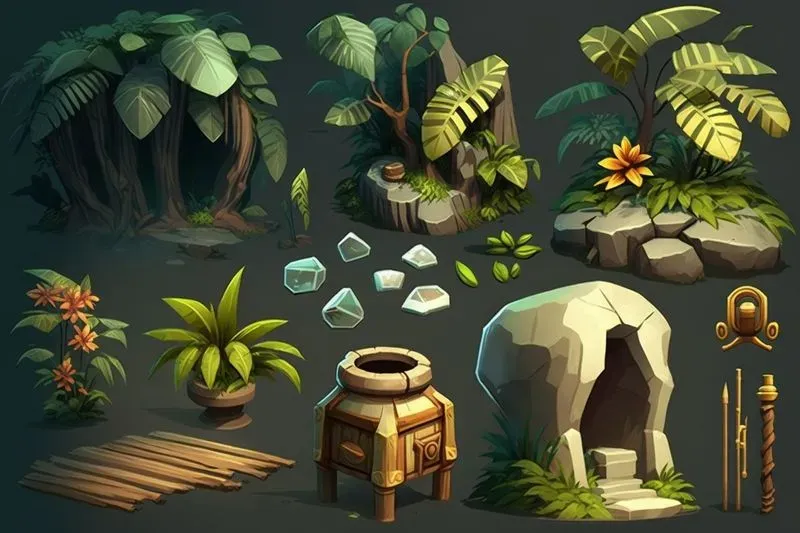 2D Game Assets Level Design Midjourney Prompt | PromptBase