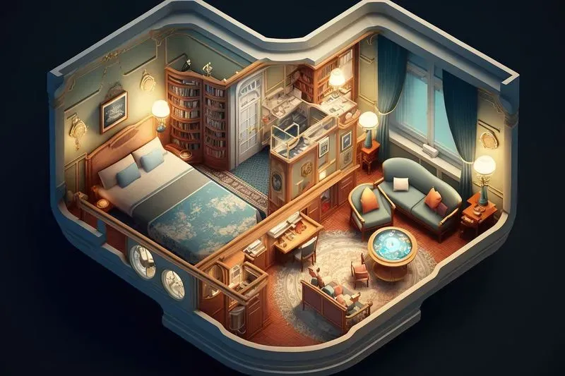 Custom Isometric Bedroom Game Assets Midjourney Prompt | PromptBase