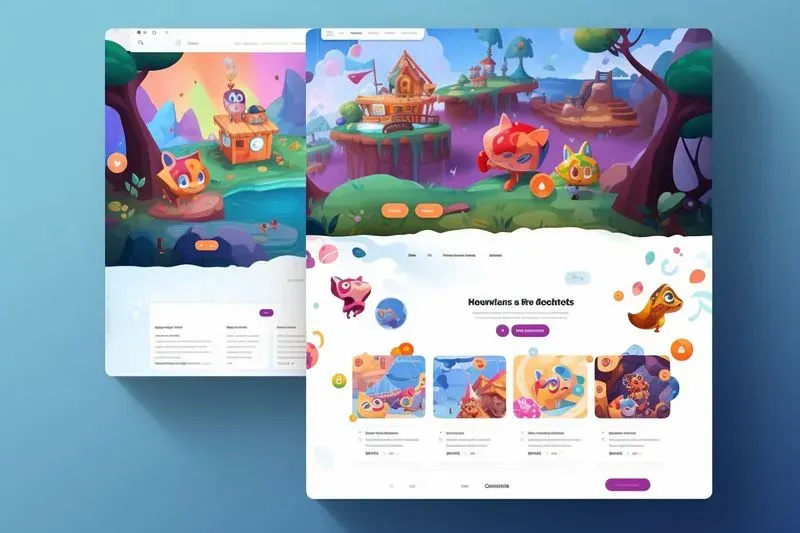 Game Developer Website Main Pages Midjourney Prompt | PromptBase