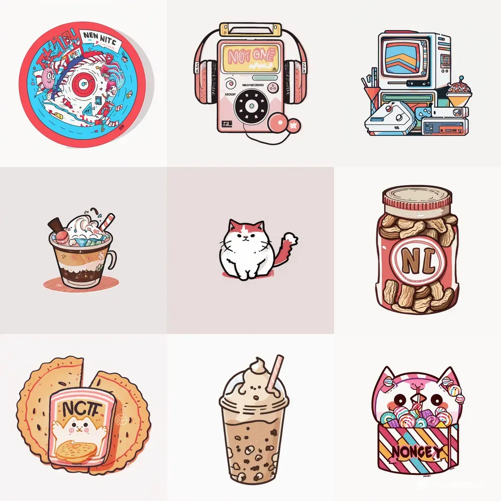 Cute Ui Illustration Logo Stickers Midjourney Prompt | PromptBase