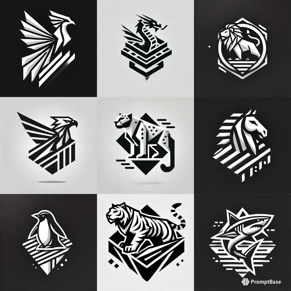 Geometric Animal Logos DALL·E Prompt | PromptBase