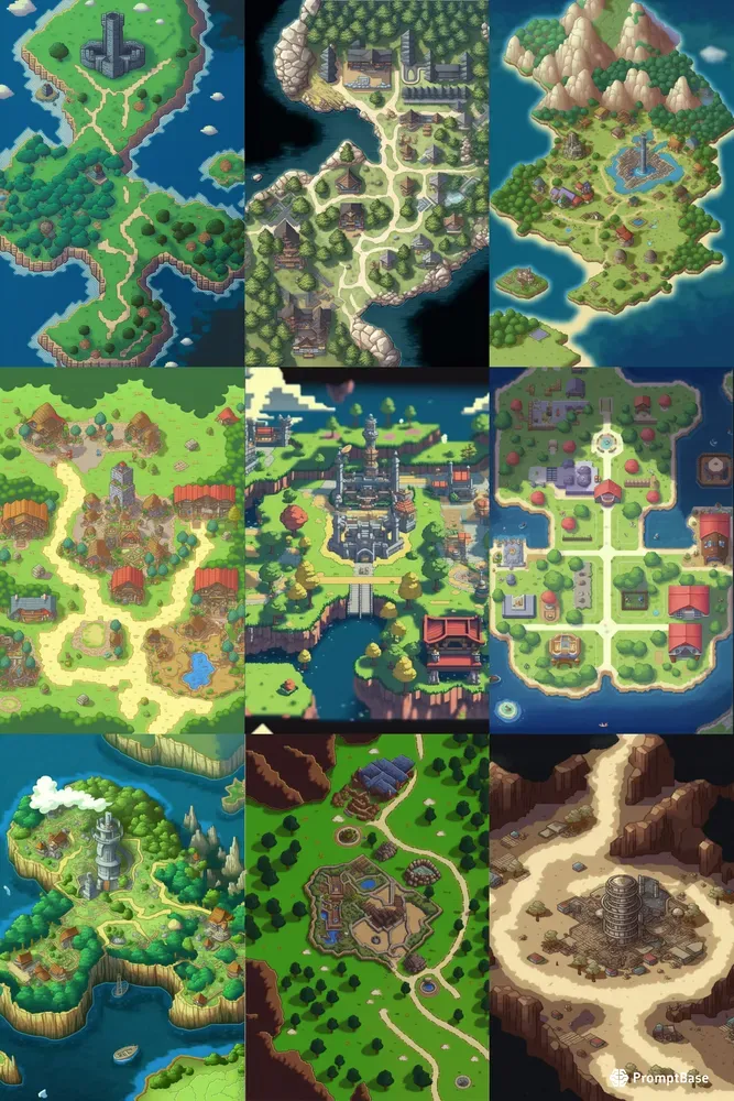 Pixel Video Game Landscapes Midjourney Prompt | PromptBase