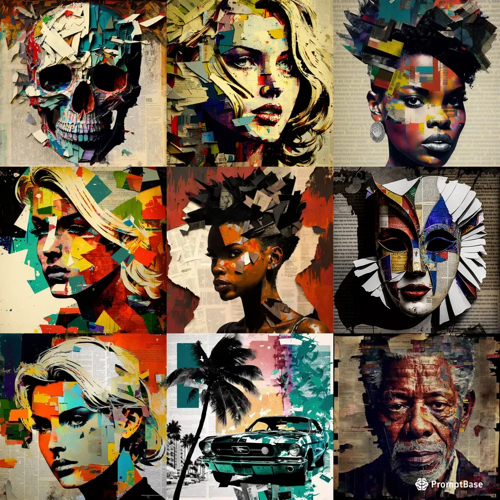 Modern Collage Artworks Midjourney Prompt | PromptBase