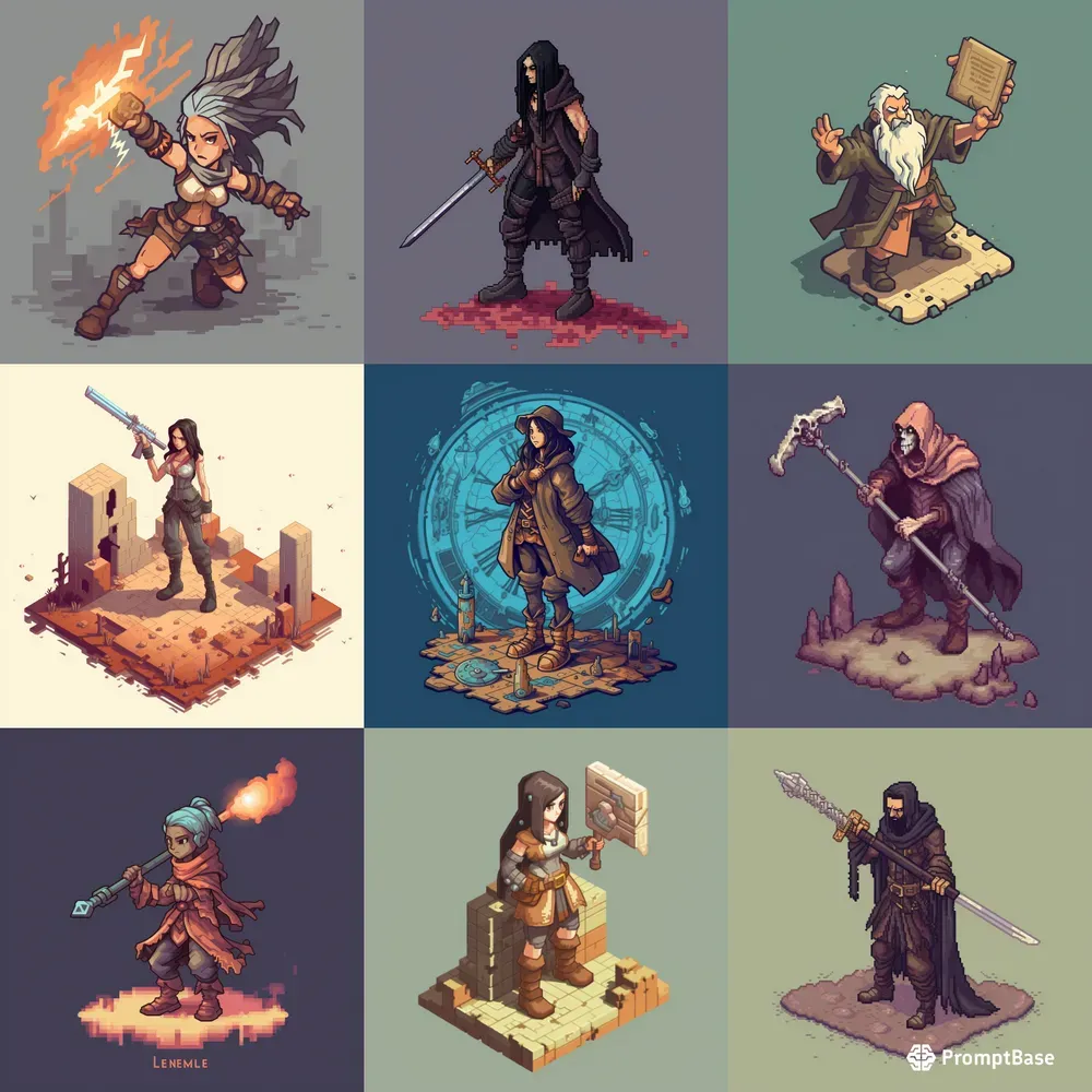 Pixel Art Style Of Game Characters Midjourney Prompt | PromptBase