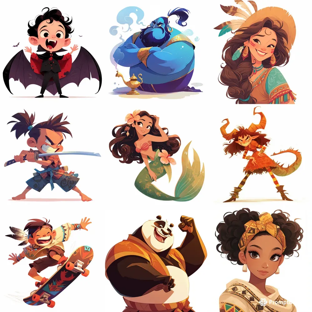 Fun Illustrative Characters Midjourney Prompt | PromptBase