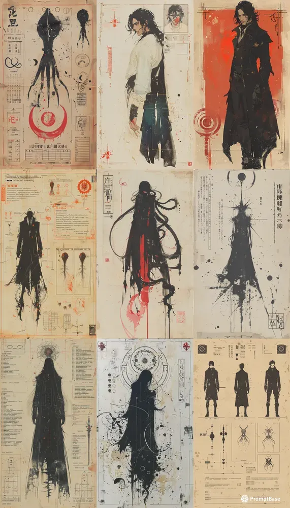 Young Cultist Character Sheets Midjourney Prompt | PromptBase