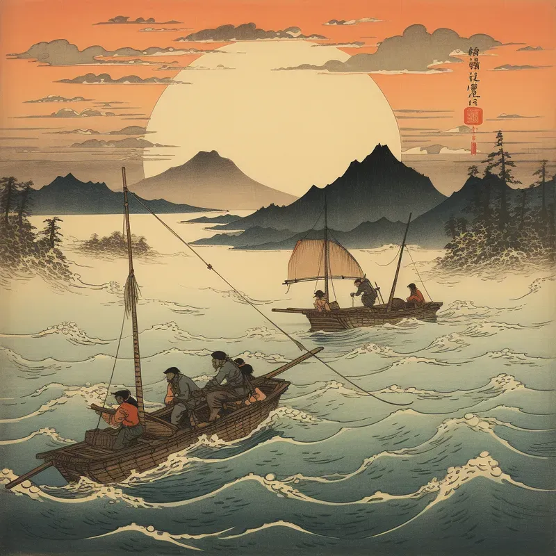 Posters In Japanese Ukiyoe Style Midjourney Prompt | PromptBase