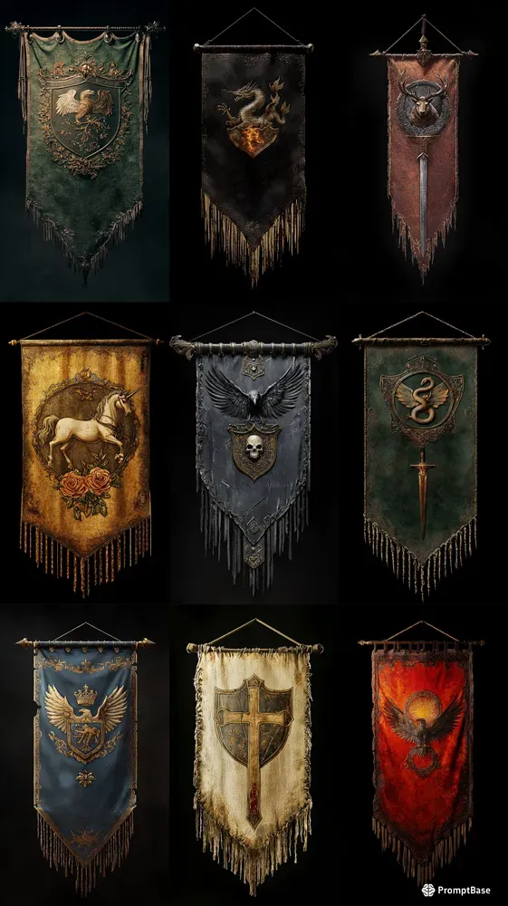 Medieval Heraldic Banners Midjourney Prompt | PromptBase