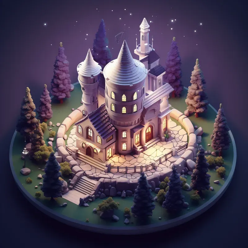 Low Poly Isometric Dark Fantasy Buildings Midjourney Prompt | PromptBase