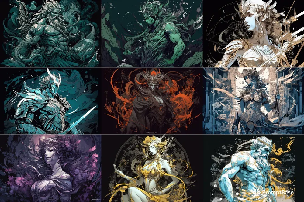 Greek Gods And Goddesses Cool Posters Midjourney Prompt | PromptBase