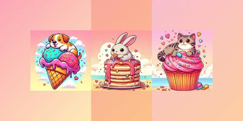 Cartoon Illustrations Floating On Foods DALL·E Prompt | PromptBase