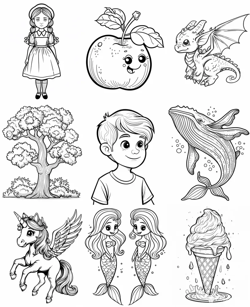 Black Outline Coloring Pages Midjourney Prompt | PromptBase