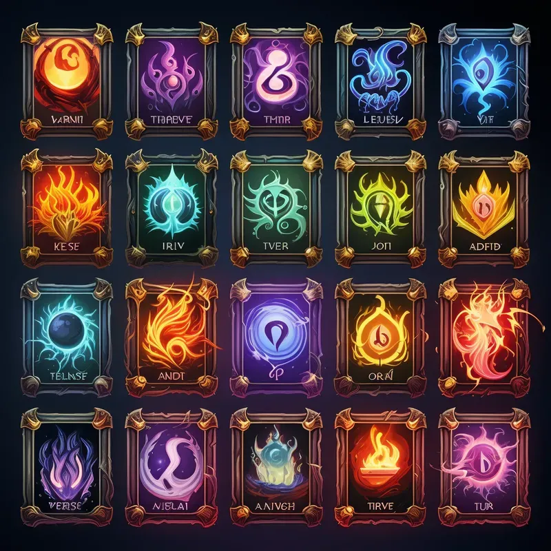 Video Game Spell Icons Midjourney Prompt | PromptBase