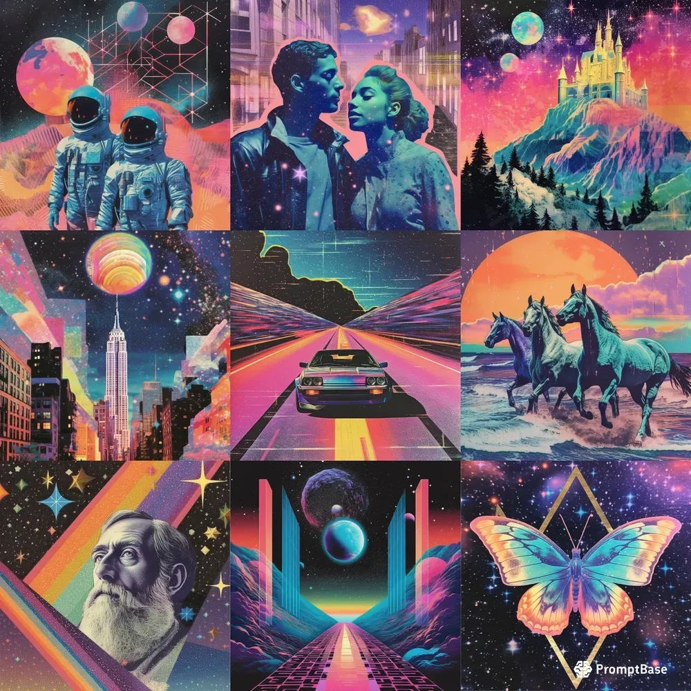 Retro Cosmic Sci Fi Neon Art Midjourney Prompt | PromptBase