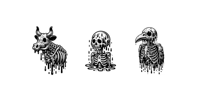 Melting Skeleton Vector Art DALL·E Prompt | PromptBase