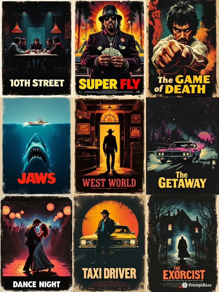 Vintage 70s Movie Posters FLUX Prompt | PromptBase