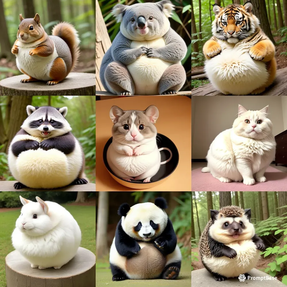 Cute Fat Animals Stable Diffusion Prompt | PromptBase