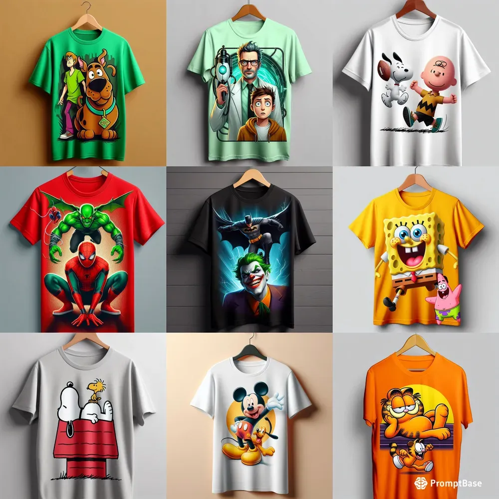 Character Collage Tshirt Collections DALL·E Prompt | PromptBase