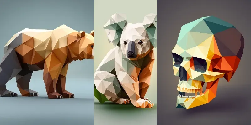 3D Polygon Design Animals Midjourney Prompt | PromptBase