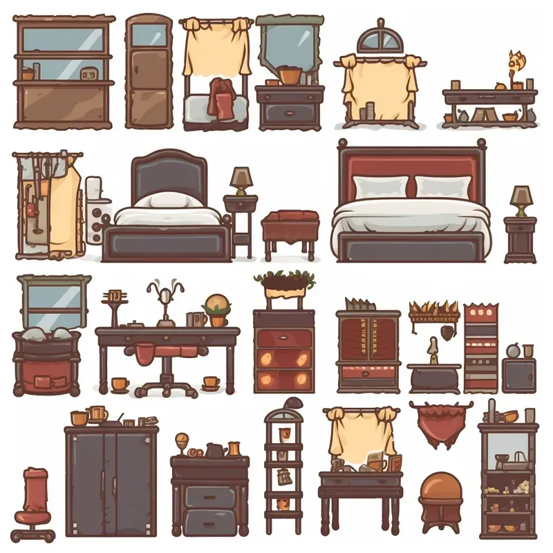 Fantasy RPG 2D Game Furniture Midjourney Prompt | PromptBase