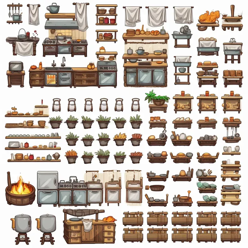 Fantasy RPG 2D Game Furniture Midjourney Prompt | PromptBase