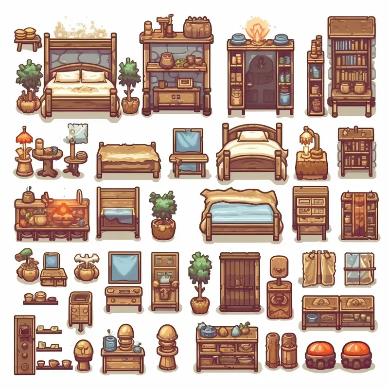 Fantasy RPG 2D Game Furniture Midjourney Prompt | PromptBase