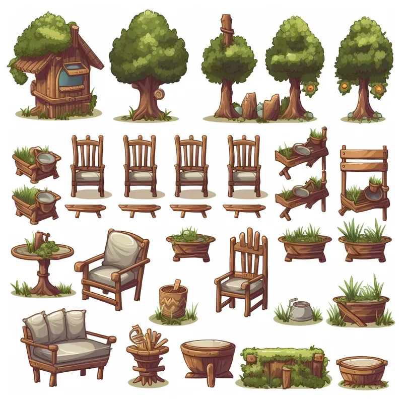 Fantasy RPG 2D Game Furniture Midjourney Prompt | PromptBase