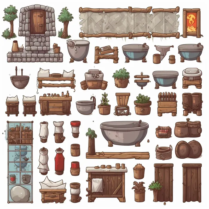 Fantasy RPG 2D Game Furniture Midjourney Prompt | PromptBase