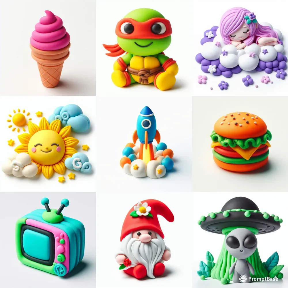 Cute Clay Plasticine 3D Icons DALL·E Prompt | PromptBase