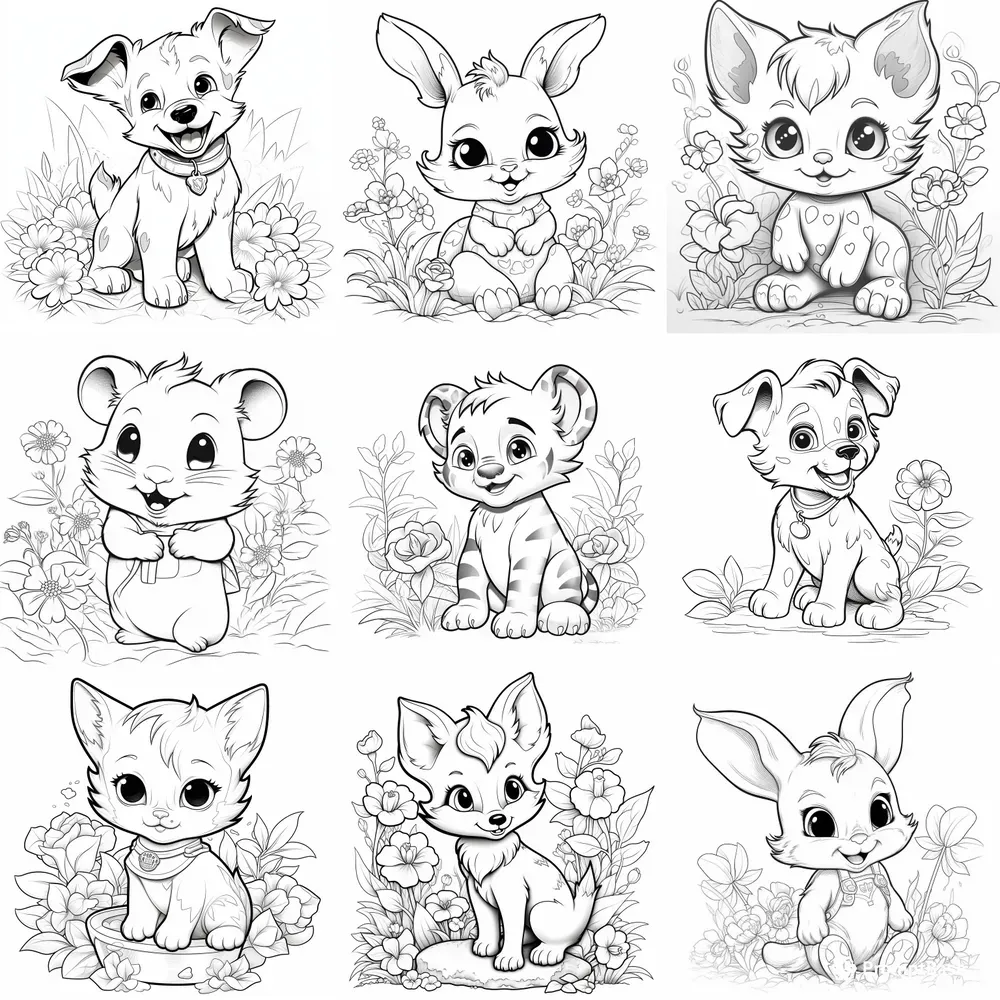 Cute Animals To Color Midjourney Prompt | PromptBase