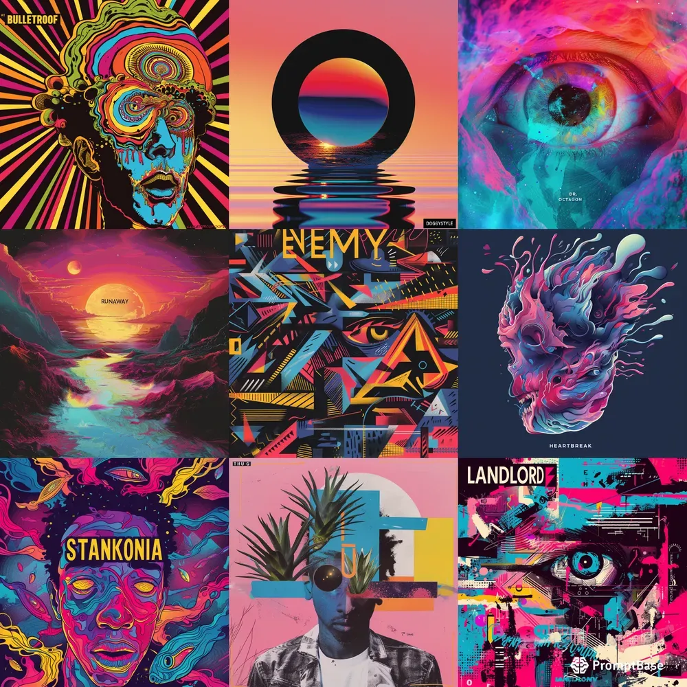 Trippy Rap Trap Minimal Album Covers Midjourney Prompt | PromptBase