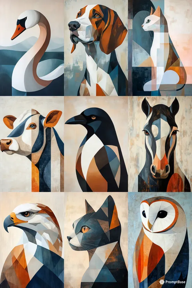 Modern Minimal Abstract Animal Paintings Midjourney Prompt | PromptBase