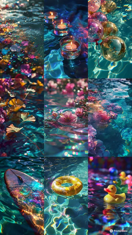 Aesthetic Objects In Water Prismatics Midjourney Prompt | PromptBase