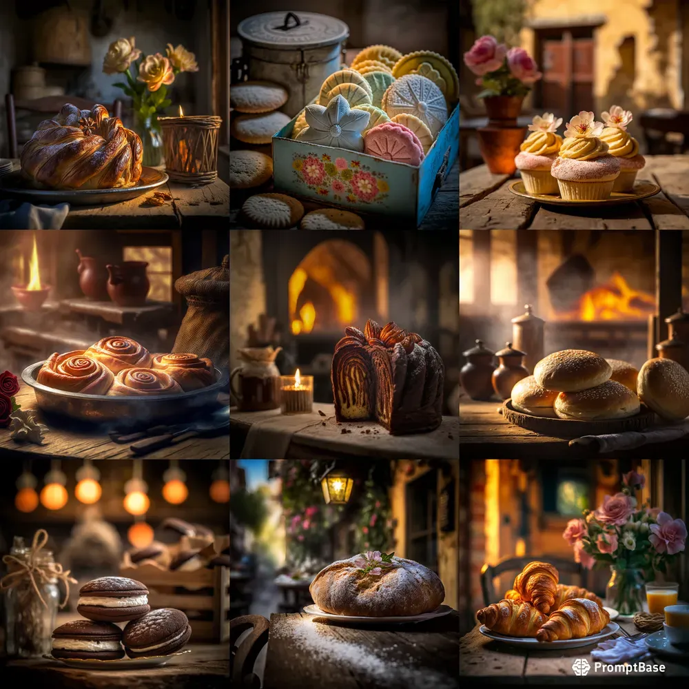 Bakery Items Photographs Midjourney Prompt | PromptBase